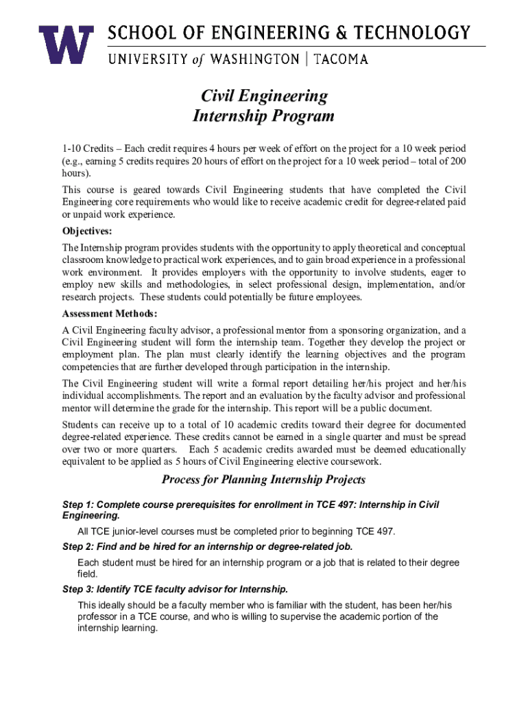 Fillable Online Civil Engineering Internship Program Fax Email Print ...