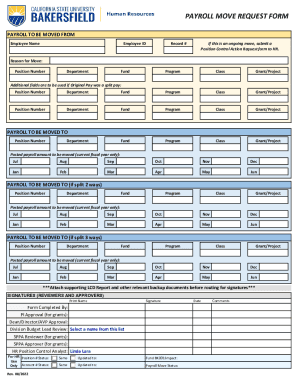 Fillable Online www.csub.eduPayroll-Move-Request-FormPAYROLL MOVE ...