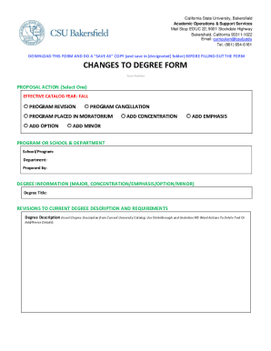 Fillable Online CHANGES TO DEGREE FORM Fax Email Print - pdfFiller