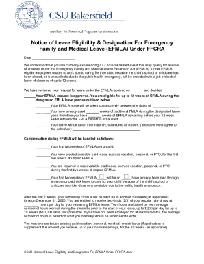 Fillable Online Notice of Leave Eligibility & Designation For Emergency ... Fax Email Print ...