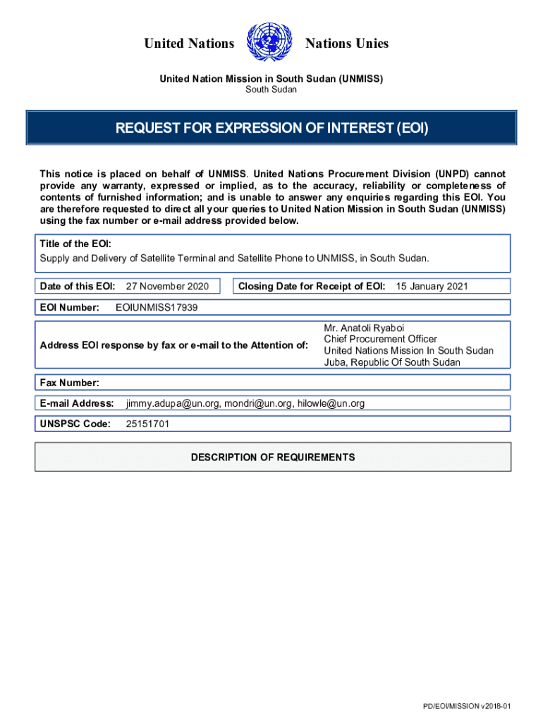 Fillable Online Supply and Delivery of Satellite Terminal and Satellite Phone to ... - UNGM Fax ...