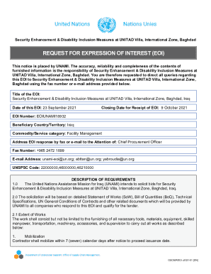 Fillable Online EOIUNAMI18932UN Procurement Division - United Nations ...