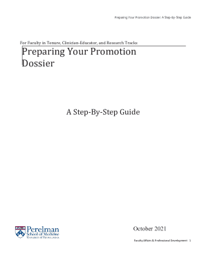Fillable Online Preparing Your Promotion Dossier - Perelman School of ...