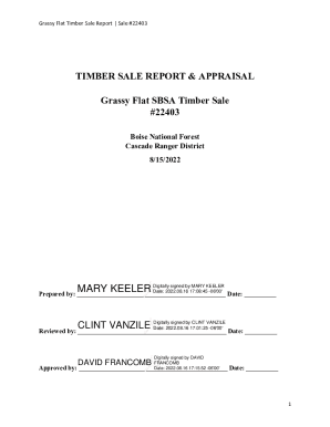 Fillable Online TIMBER SALE REPORT & APPRAISAL Grassy Flat SBSA Timber ...