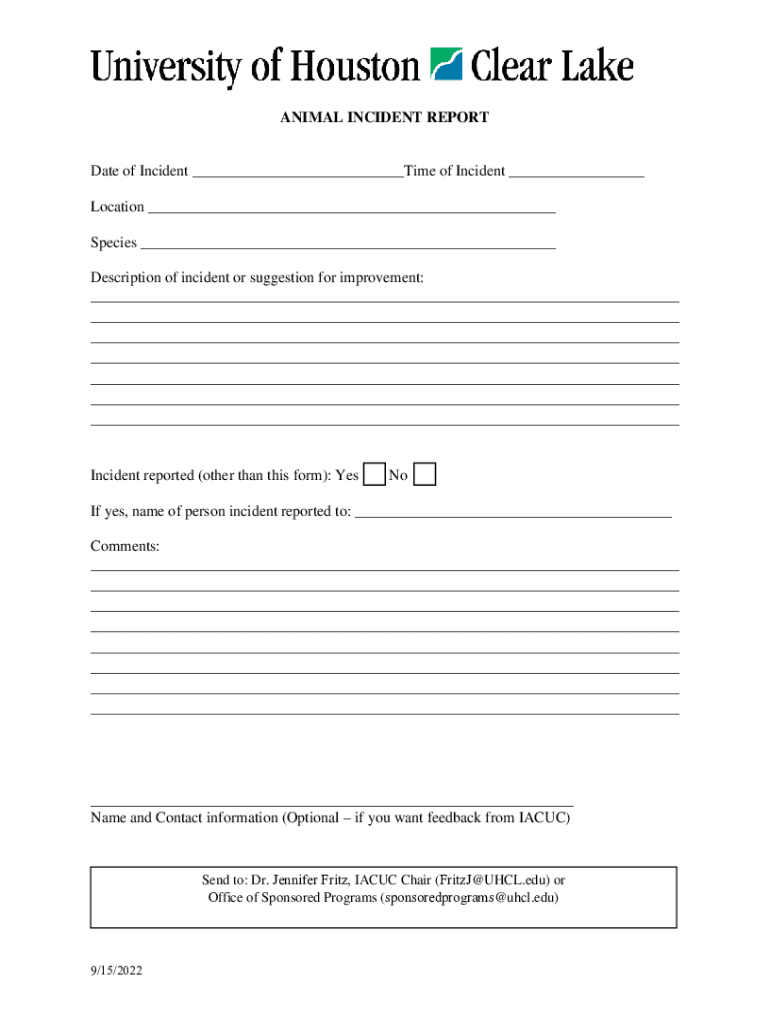 Fillable Online docest.comanimal-incident-report-formsAnimal Incident ...