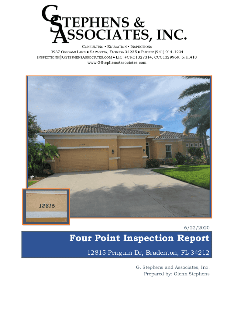 Fillable Online Four Point Inspection Report. 12815 Penguin Dr ...