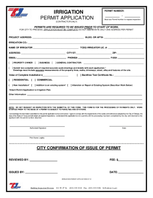 Fillable Online www.odessa-tx.gov View 120IRRIGATION PERMIT NUMBER ...