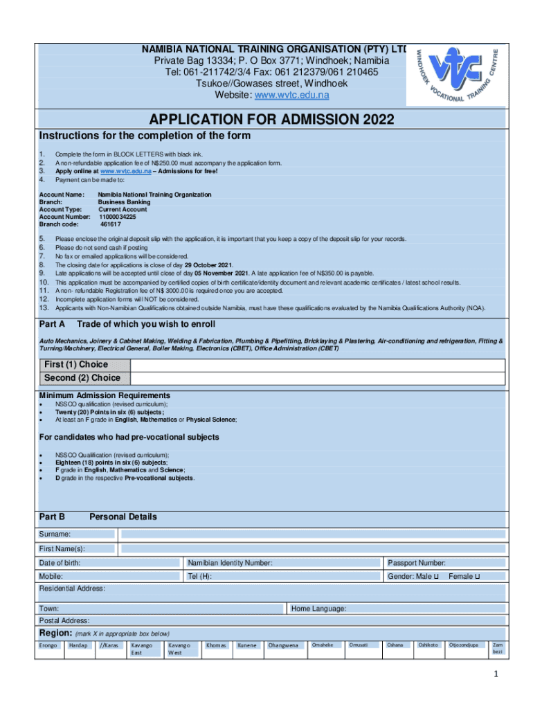Fillable Online Home - Namibia Training Authority (NTA ) Fax Email ...