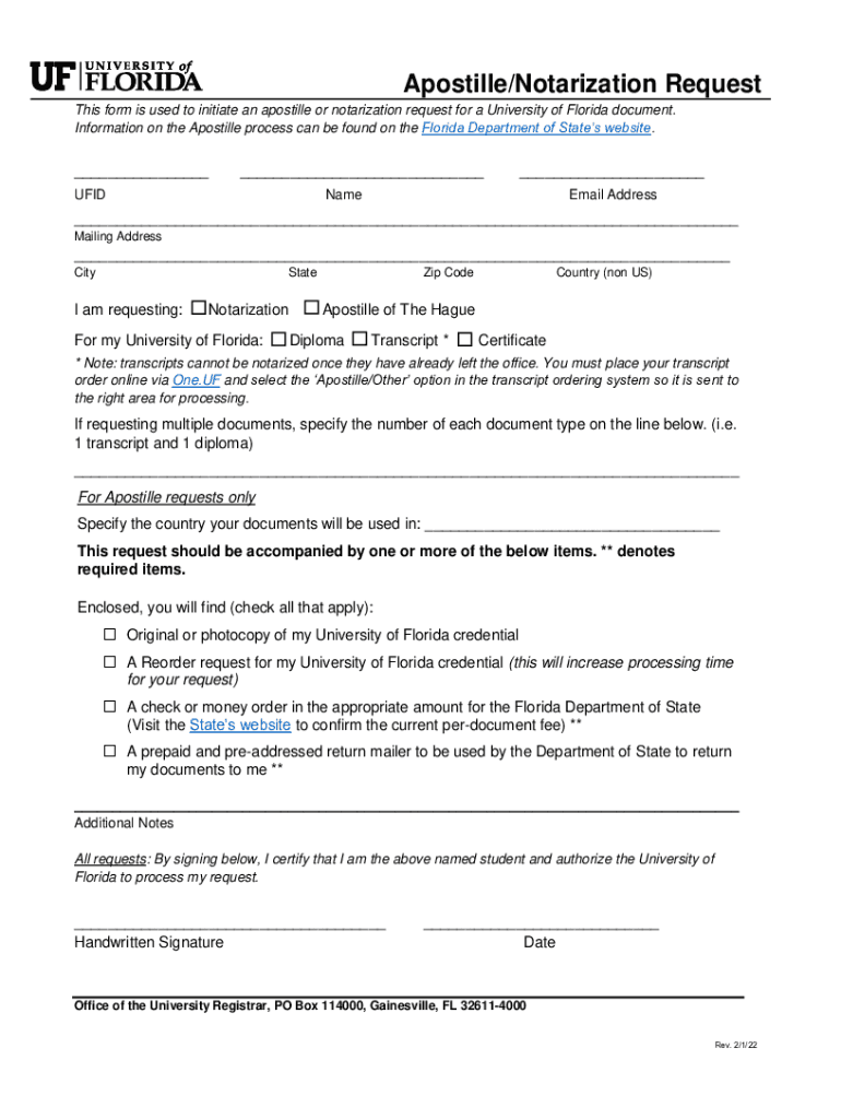 Fillable Online registrar ufl Forms - Office of the University ...