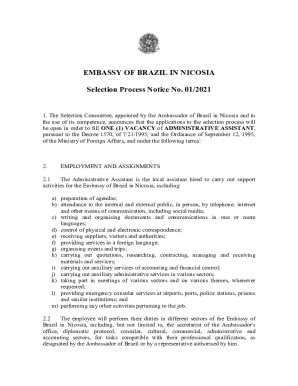 Fillable Online EMBASSY OF BRAZIL IN NICOSIA Selection Process Notice ...
