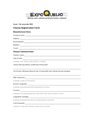 Fillable Online Cheese Registration Form Fax Email Print - pdfFiller