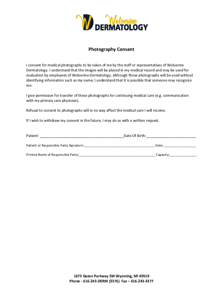 Fillable Online Medical Photography Consent Form - Fill Out and Sign ...