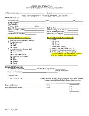 Fillable Online Fillable Online Notification Of Employee Benefit Change ...