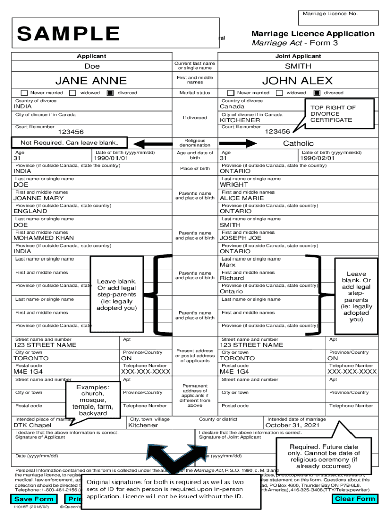 Fillable Online forms.mgcs.gov.on.caendatasetMarriage Licence Application - Marriage Act - Form ...