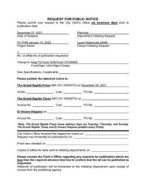 Fillable Online Public Records Request - City Clerk's Office - City of ...