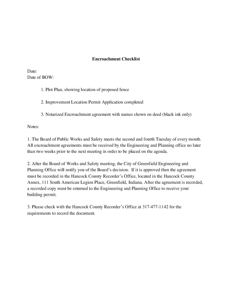Fillable Online Encroachment Agreement Fax Email Print - pdfFiller