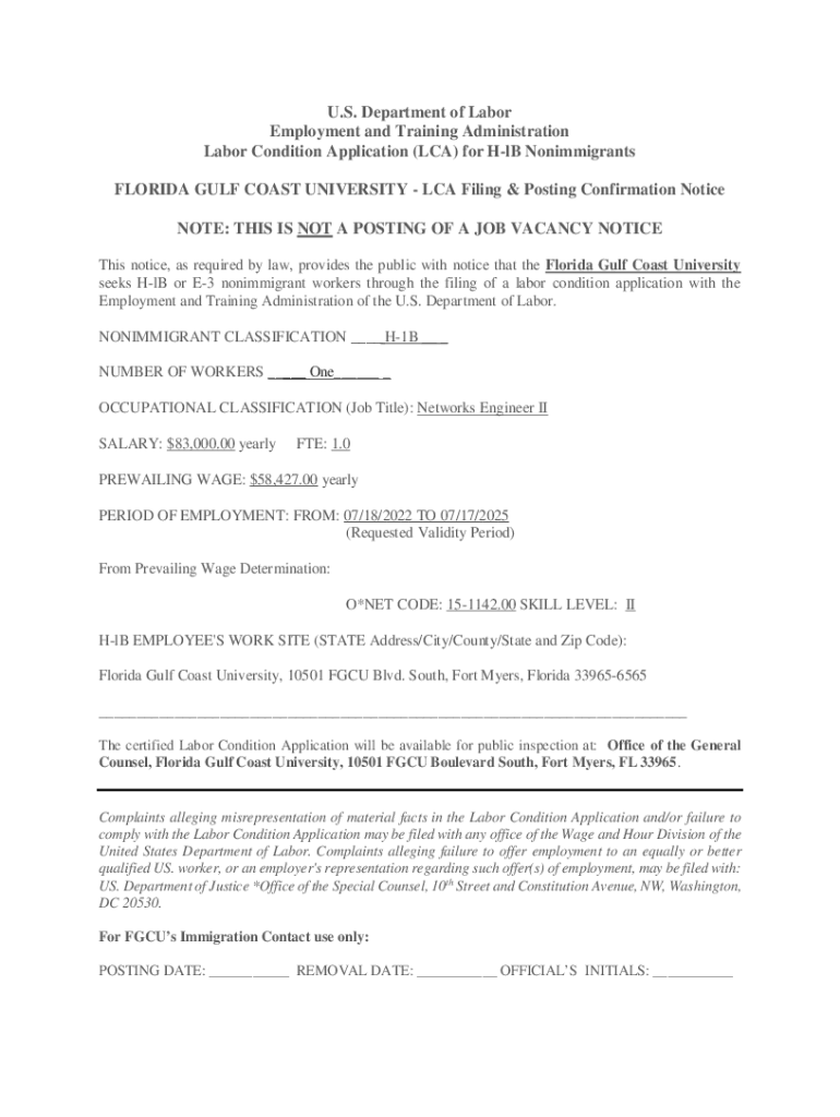 Fillable Online www.fgcu.edu hr filesU.S. Department of Labor Employment and Training ... Fax ...