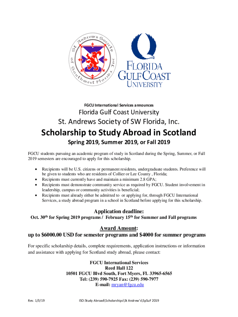 Fillable Online FGCU International Services announces Florida Gulf ...