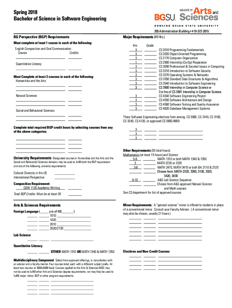 Fillable Online Bachelor of Science in Software Engineering - Kennesaw ...