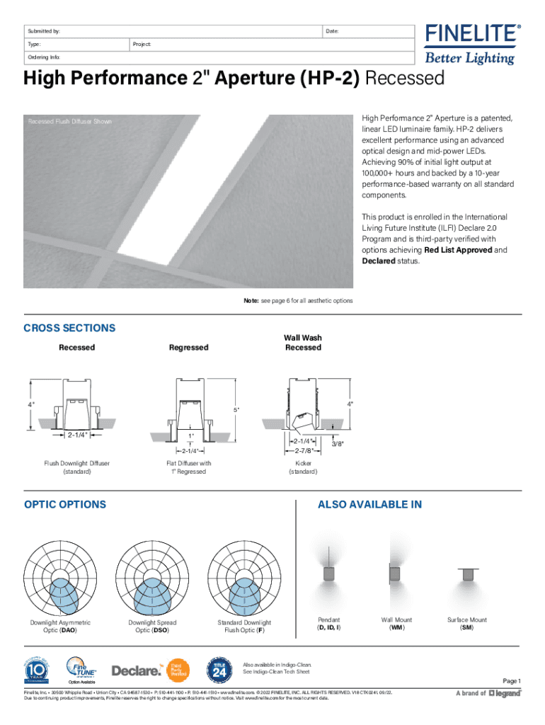 Fillable Online High Performance 2 Aperture (HP-2) Surface Mount - Finelite Fax Email Print ...