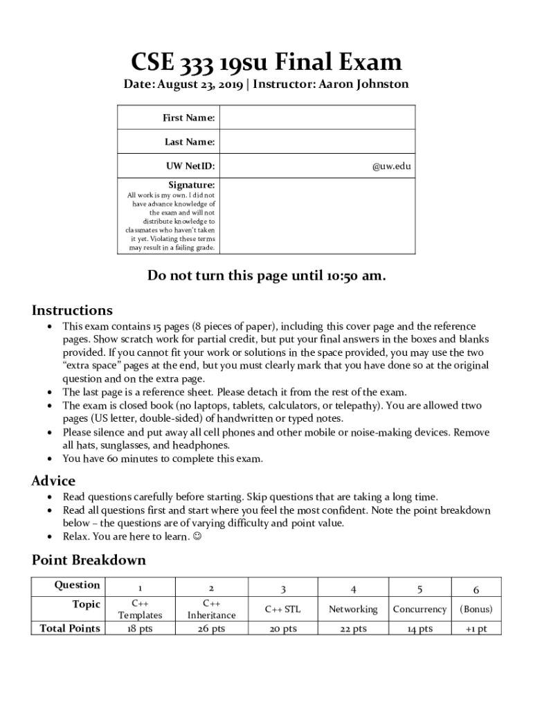 Fillable Online CSE 333 22au Exercise 8 - courses.cs.washington.edu Fax Email Print - pdfFiller