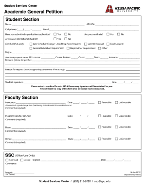 Fillable Online Academic General Petition - Student Section Fax Email ...