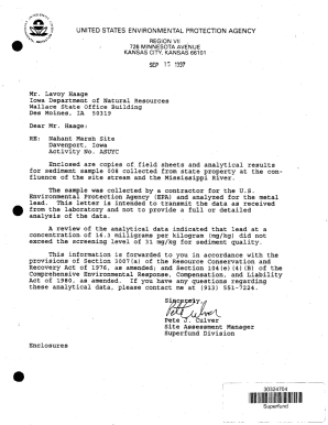 Fillable Online Letter transmitting Field Sheets and Analytical Results ...