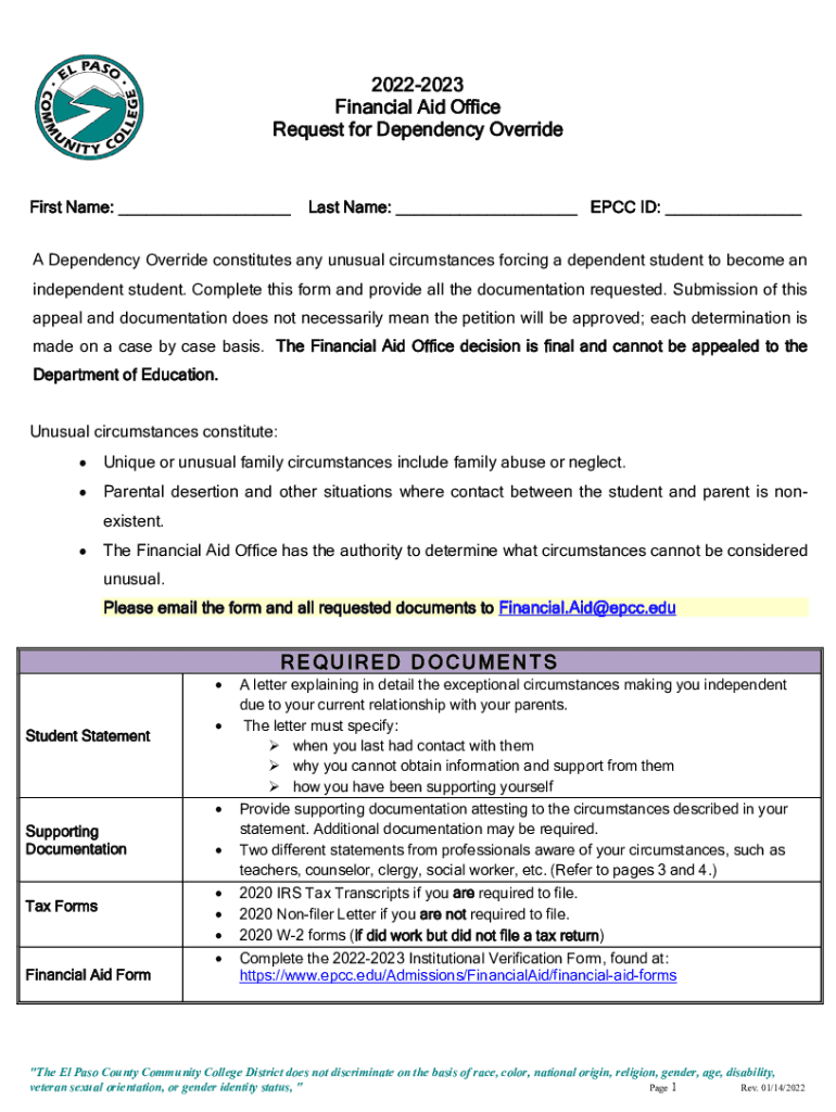 Fillable Online www.brightpoint.edudependencyoverride22232022-2023 ...