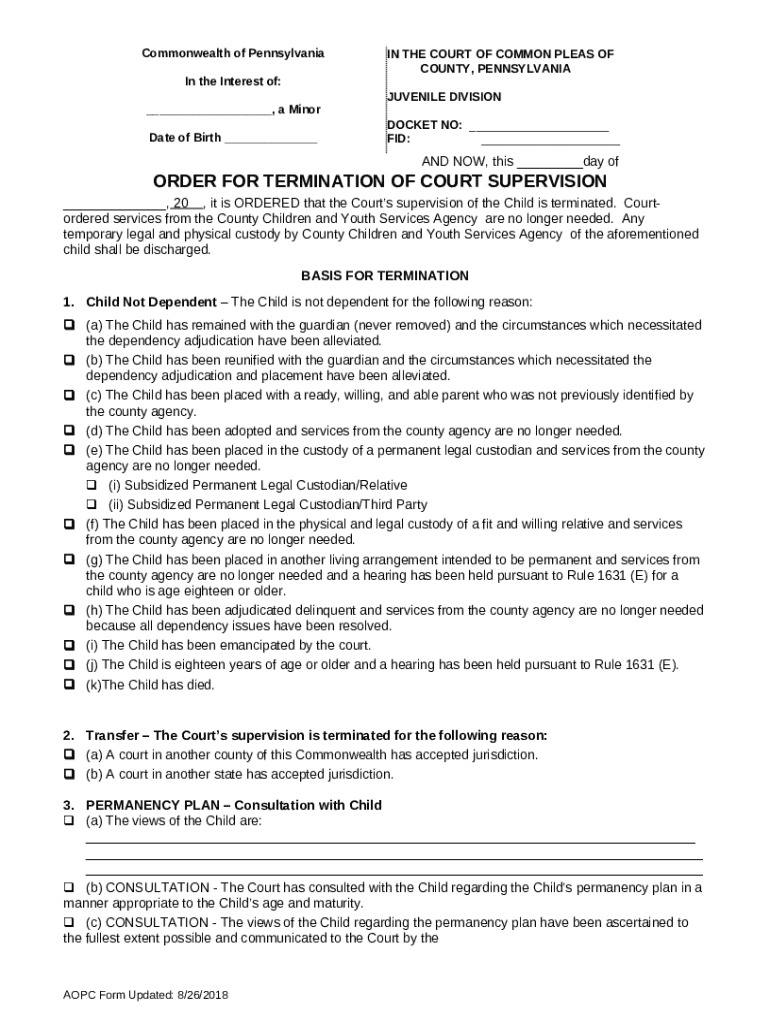 Termination Order Doc Template | pdfFiller