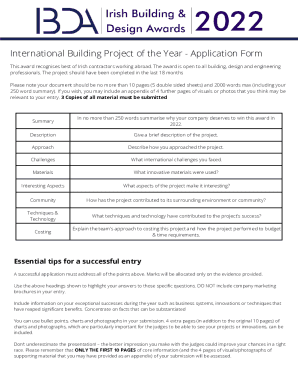 Fillable Online International Building Project of the Year ...