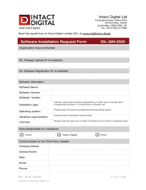 Fillable Online Software Installation Request Form IDL-SIN-2020 Fax ...