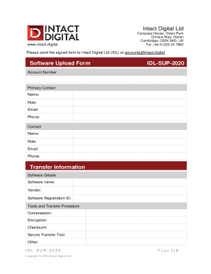 Fillable Online Software Upload Form IDL-SUP-2020 - Intact Digital Ltd ...