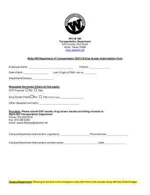 Fillable Online DOT Authorization Form Fax Email Print - pdfFiller