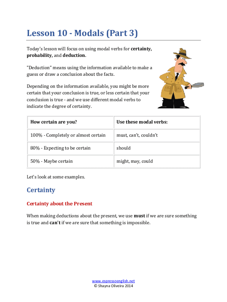 Fillable Online Lesson 10 - Modals (Part 3) - Amazon Web Services Fax Email Print - pdfFiller