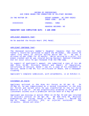 Request Correction of Military Records - boards law af Doc Template ...