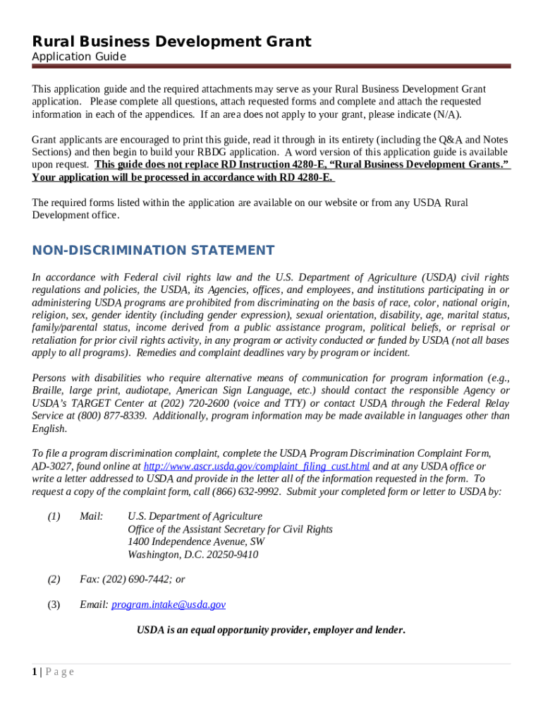 Rural Business Development Grant (RBDG) Application Materials Doc ...