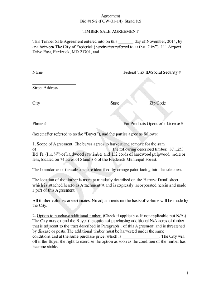 Fillable Online Sample Timber Sale ContractMy Land Plan Fax Email Print ...