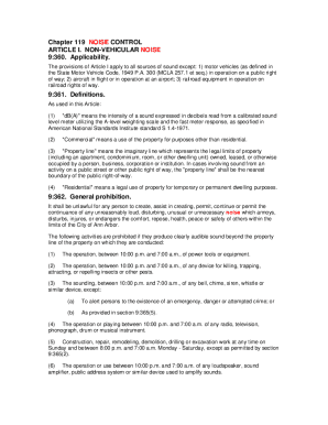 Fillable Online nonoise.orgregulationordinanceChapter 119 - NOISE ...