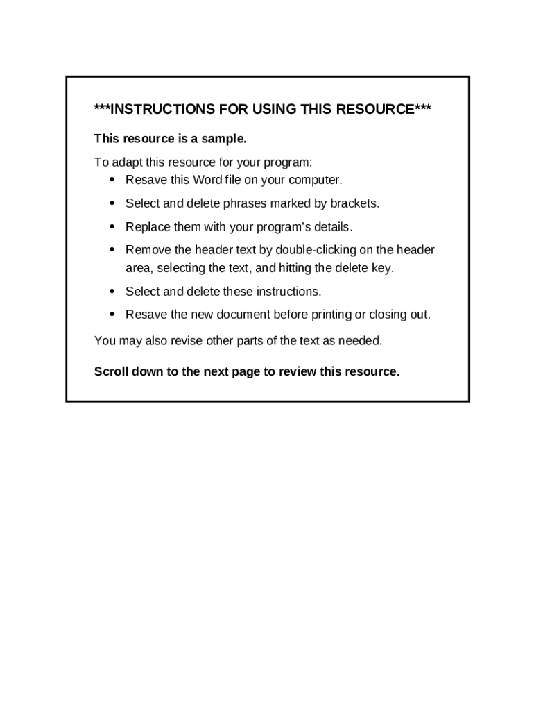 www.pdffiller.com423275172--INSTRUCTIONS-FOR***INSTRUCTIONS FOR USING THIS RESOURCE*** Doc ...
