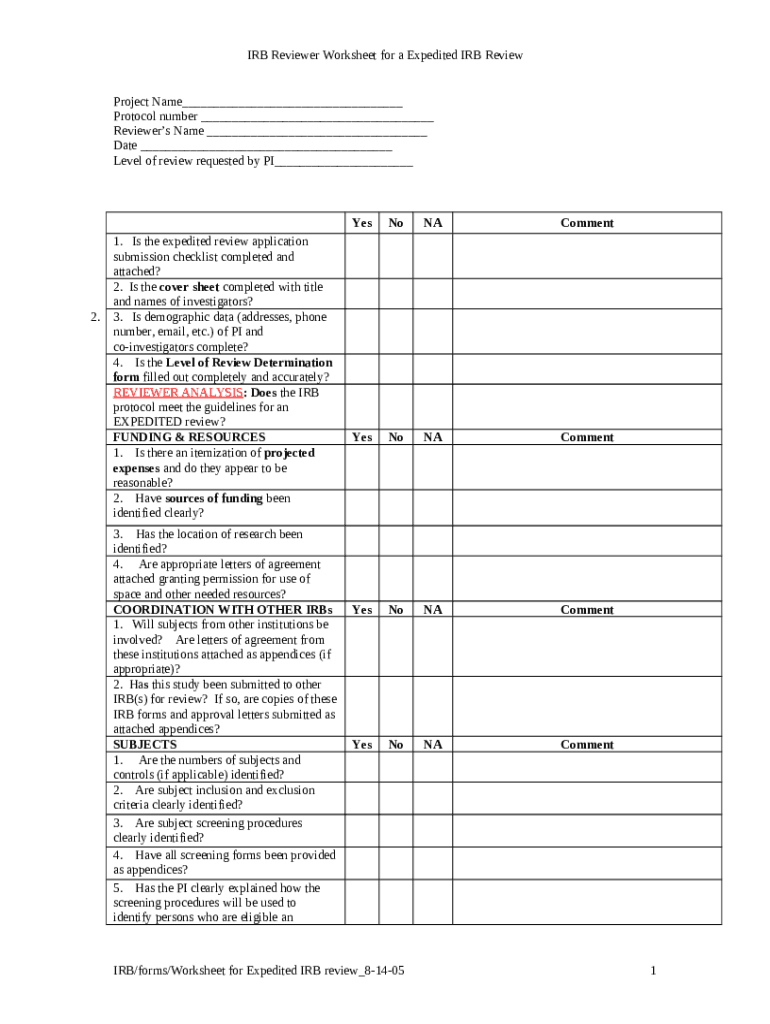 IRB REVIEWERS CHECKLIST Name of PI: Date of IRB review: / / Protocol ...