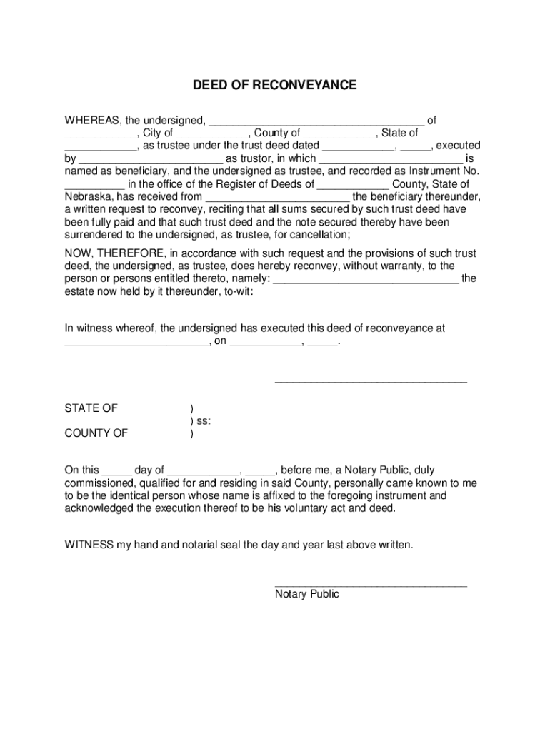 Fillable Online What is a Deed of reconveyance? A comprehensive guide Fax Email Print - pdfFiller