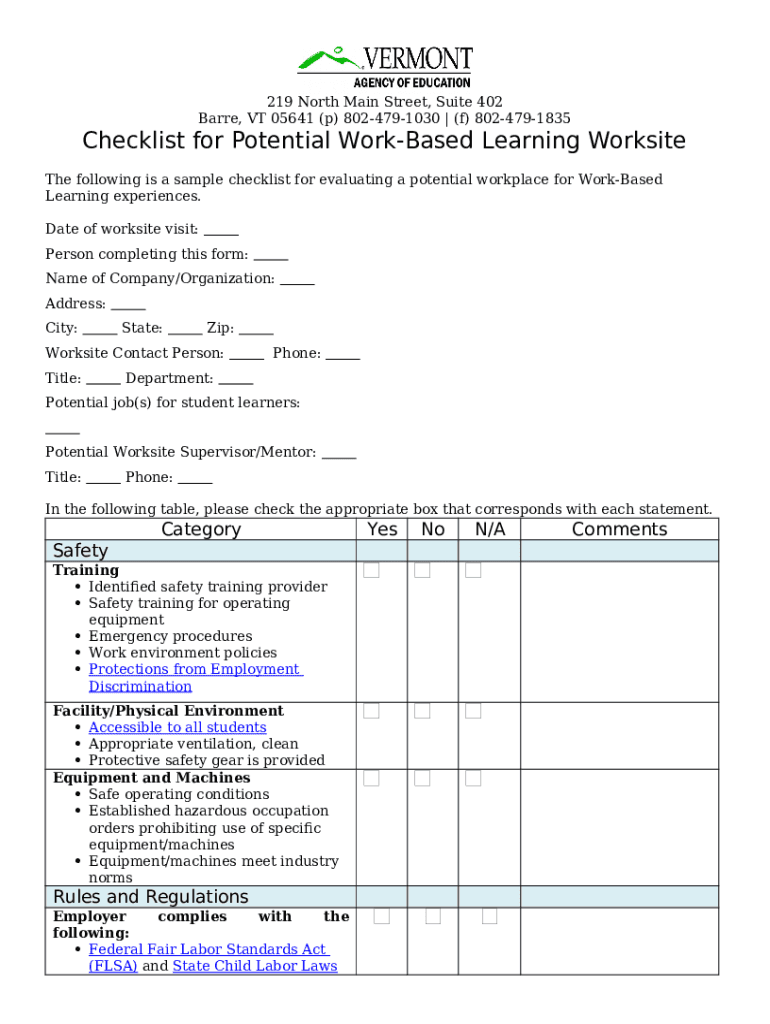 Work-Based Learning Sample s - New York State10+ Workplace Inspection ...