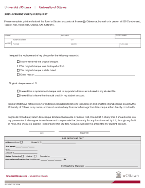 Fillable Online Replacement cheque request Fax Email Print - pdfFiller