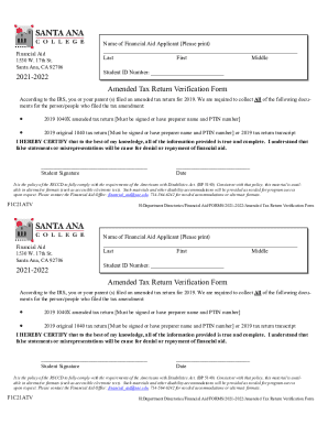 Fillable Online 2021-2022 Amended Tax Return Verification Form.pub Fax ...