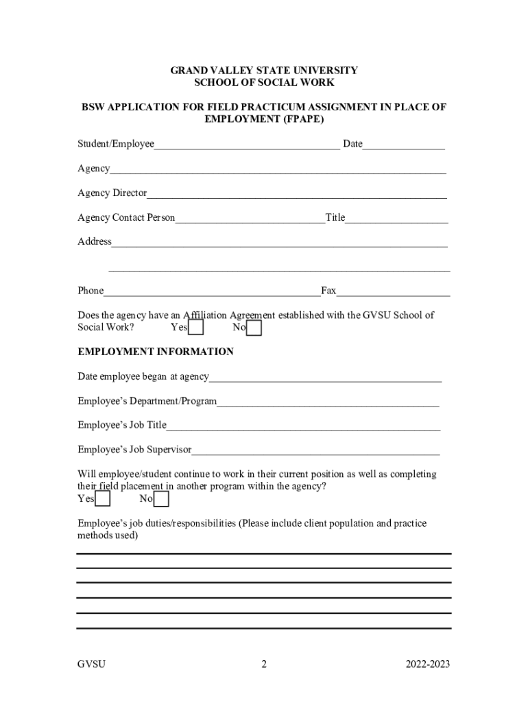 Fillable Online socialwork.wnmu.edubswbachelors-of-social-workBachelor's of Social Work Field ...