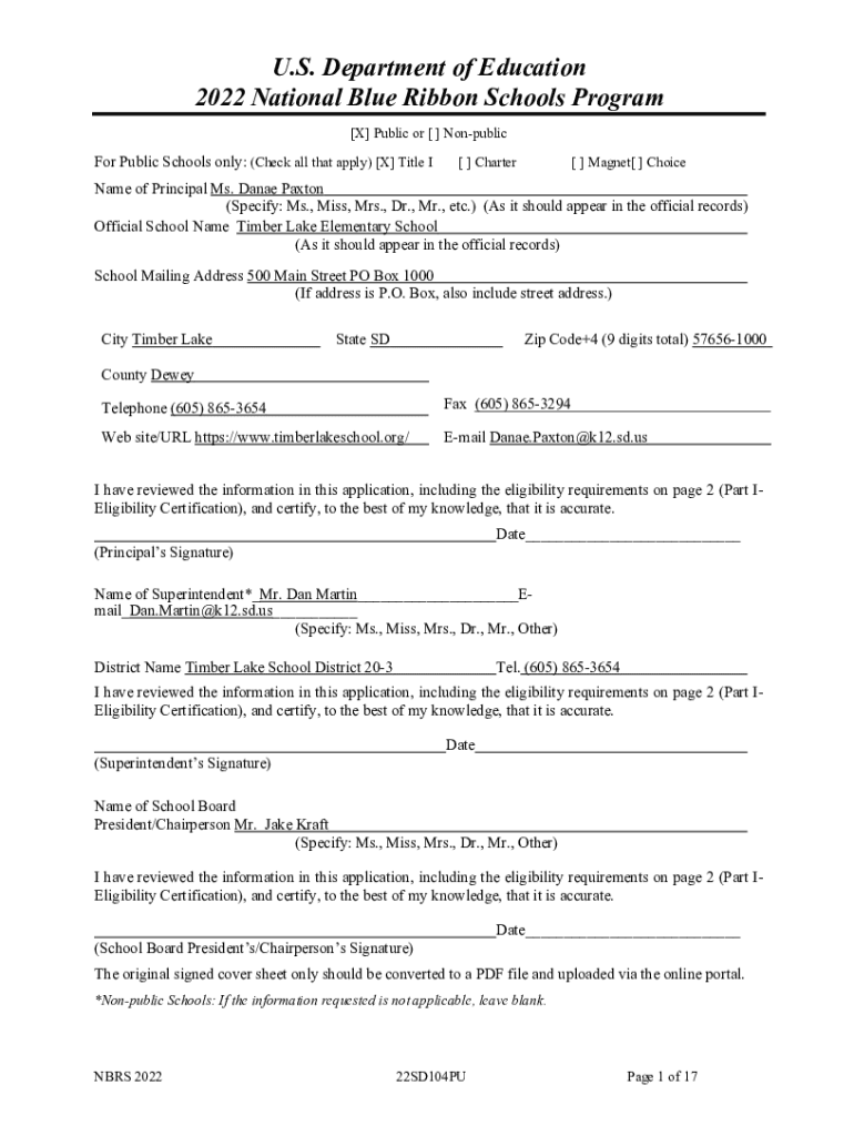 Fillable Online U.S. Department of Education Announces 2022 National Blue Ribbon Blue Ribbon ...