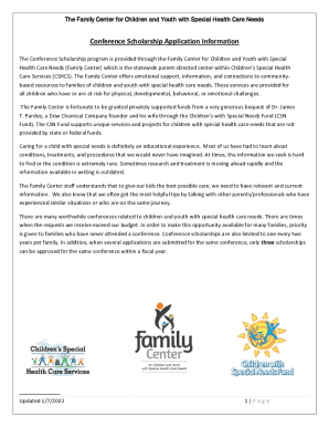 Fillable Online The Family Center for Children and Youth with Special ...