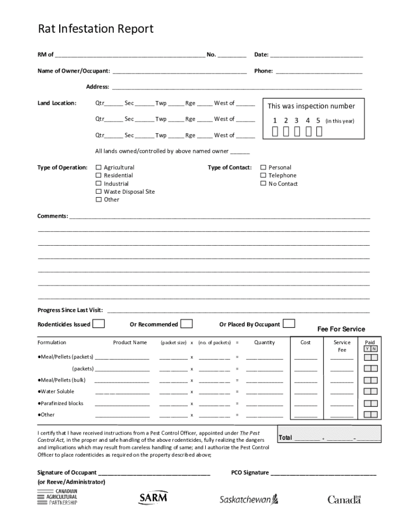 Fillable Online RM of No. PCO Inspection Report For Month of , 20 ...