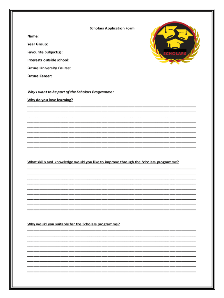 Fillable Online Scholars Application Form Name Fax Email Print - pdfFiller