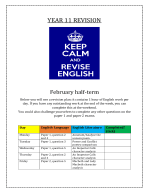 Fillable Online Revision Plan.docx - Revision Plan A Revision Plan is ...
